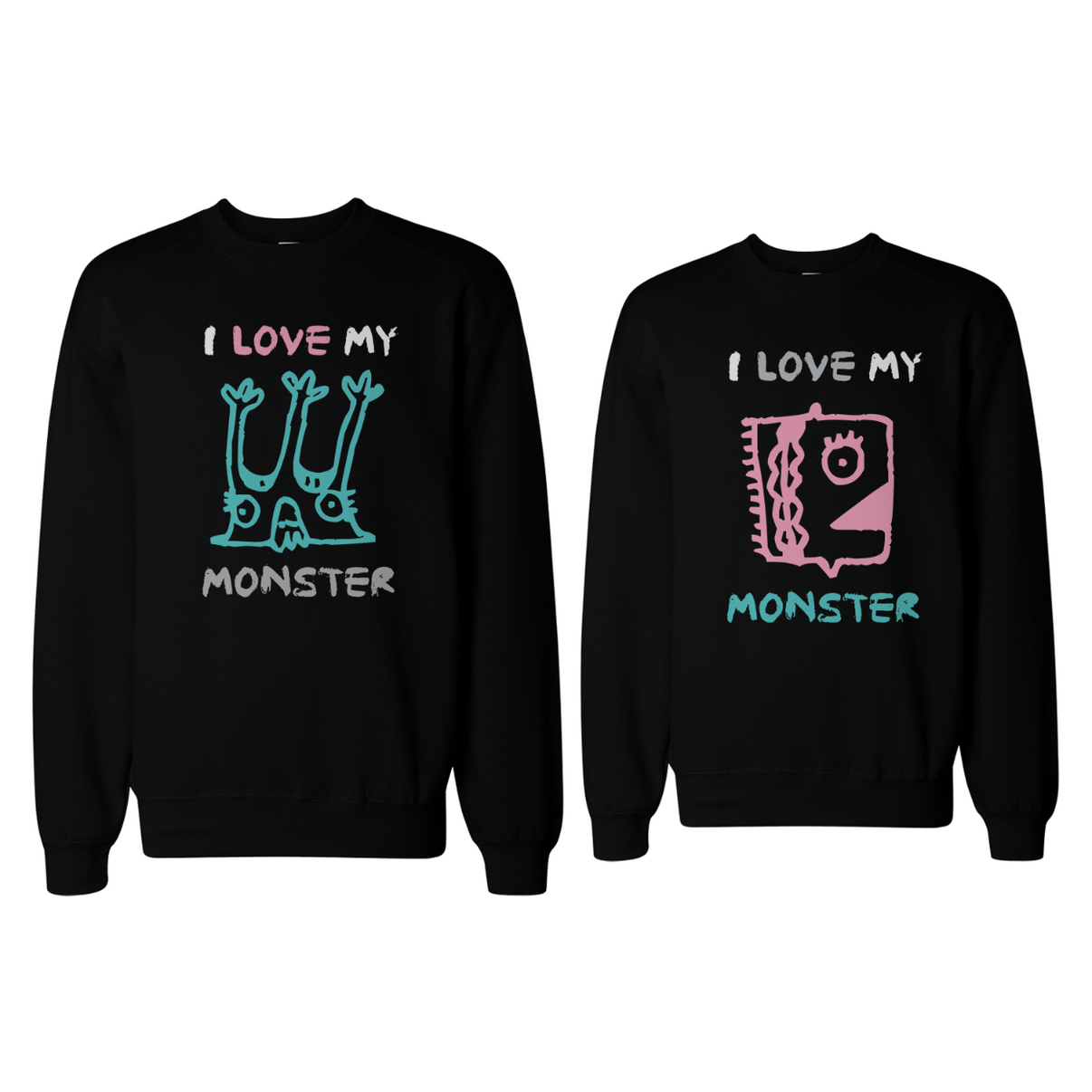 I Love My Monster Couple Sweatshirts Funny Matching Outfit for Couples ...