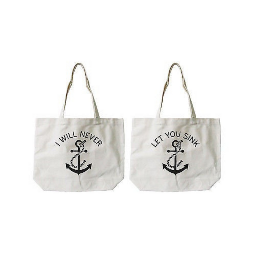 Women's Best Friend Anchor Matching BFF Natural Canvas Tote Bag for ...