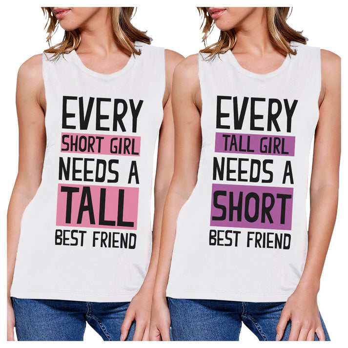 Tall Short Friend BFF Matching Tank Tops Women's Cute Graphic Tanks ...