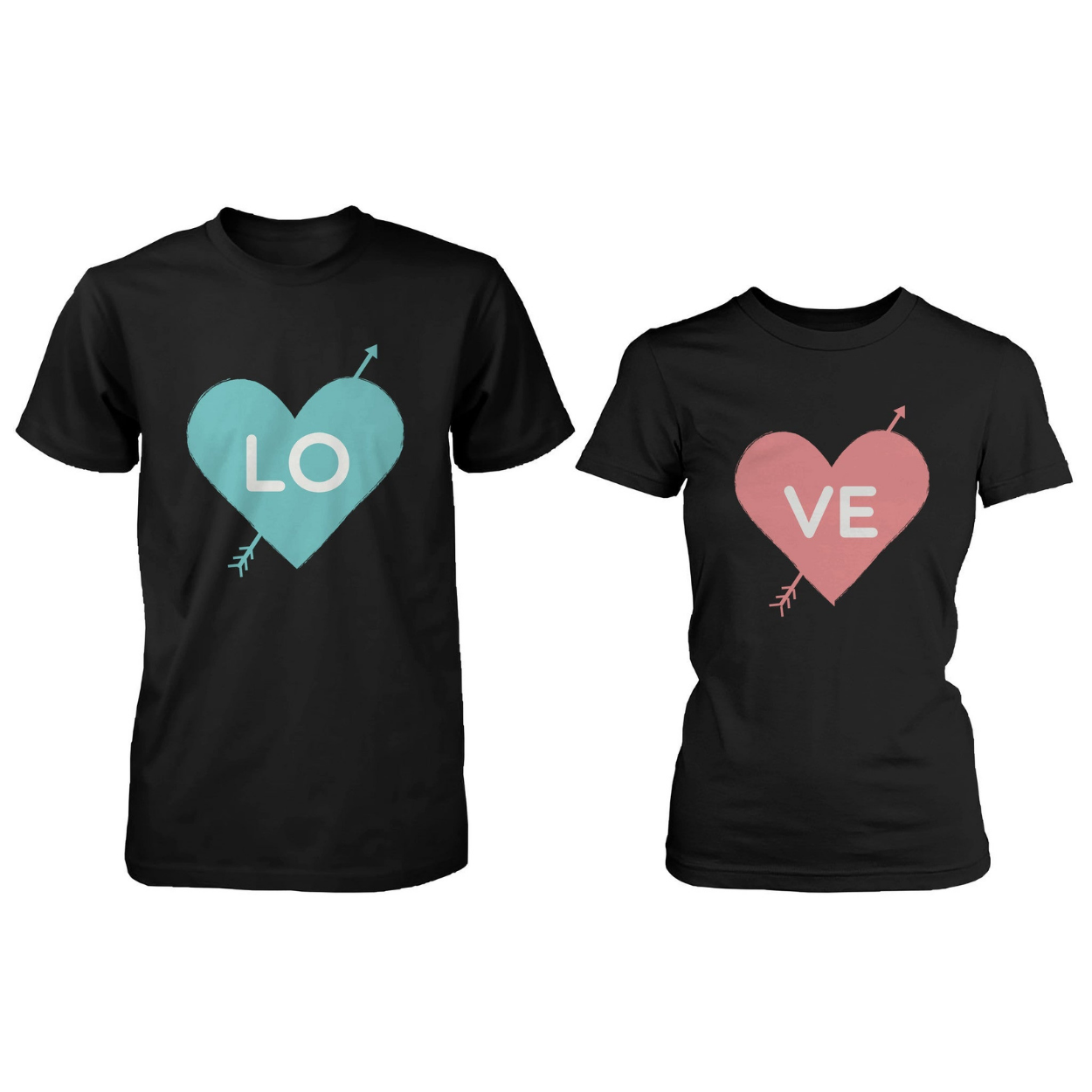 Love Heart Matching Couple Black T-shirts (Set) | 365 In Love – 365 In ...